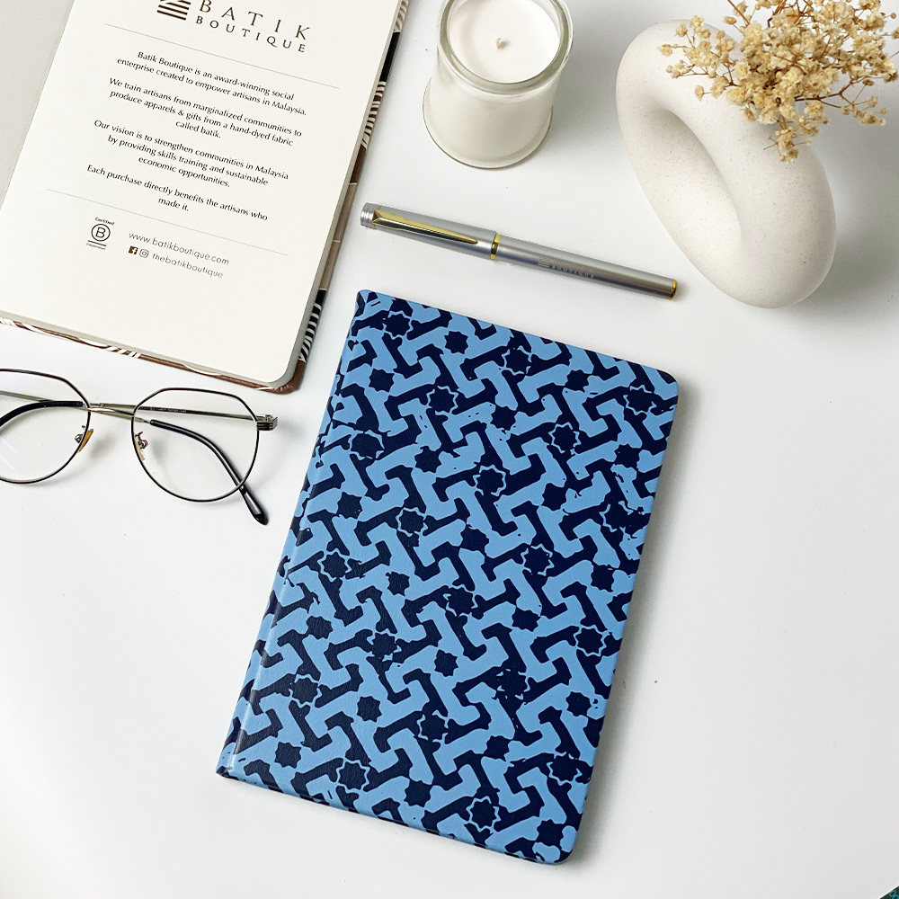 Batik-Inspired Notebook & Pen - Midnight Arabesque – Batik Boutique