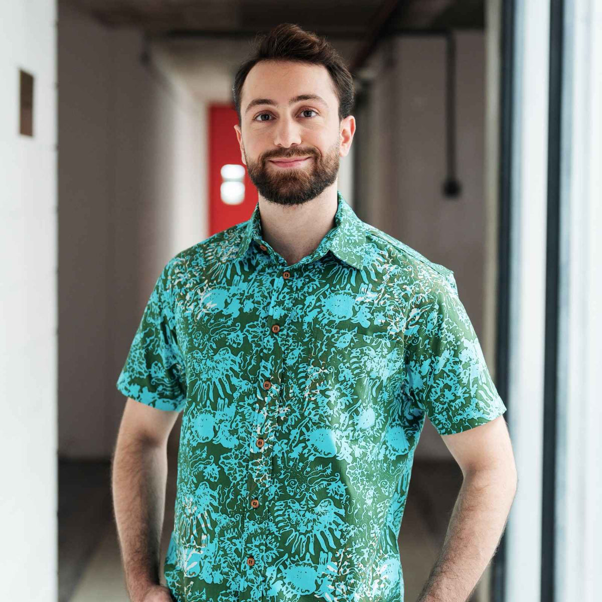 Men's Batik Shirt - Cyan Rumpai – Batik Boutique